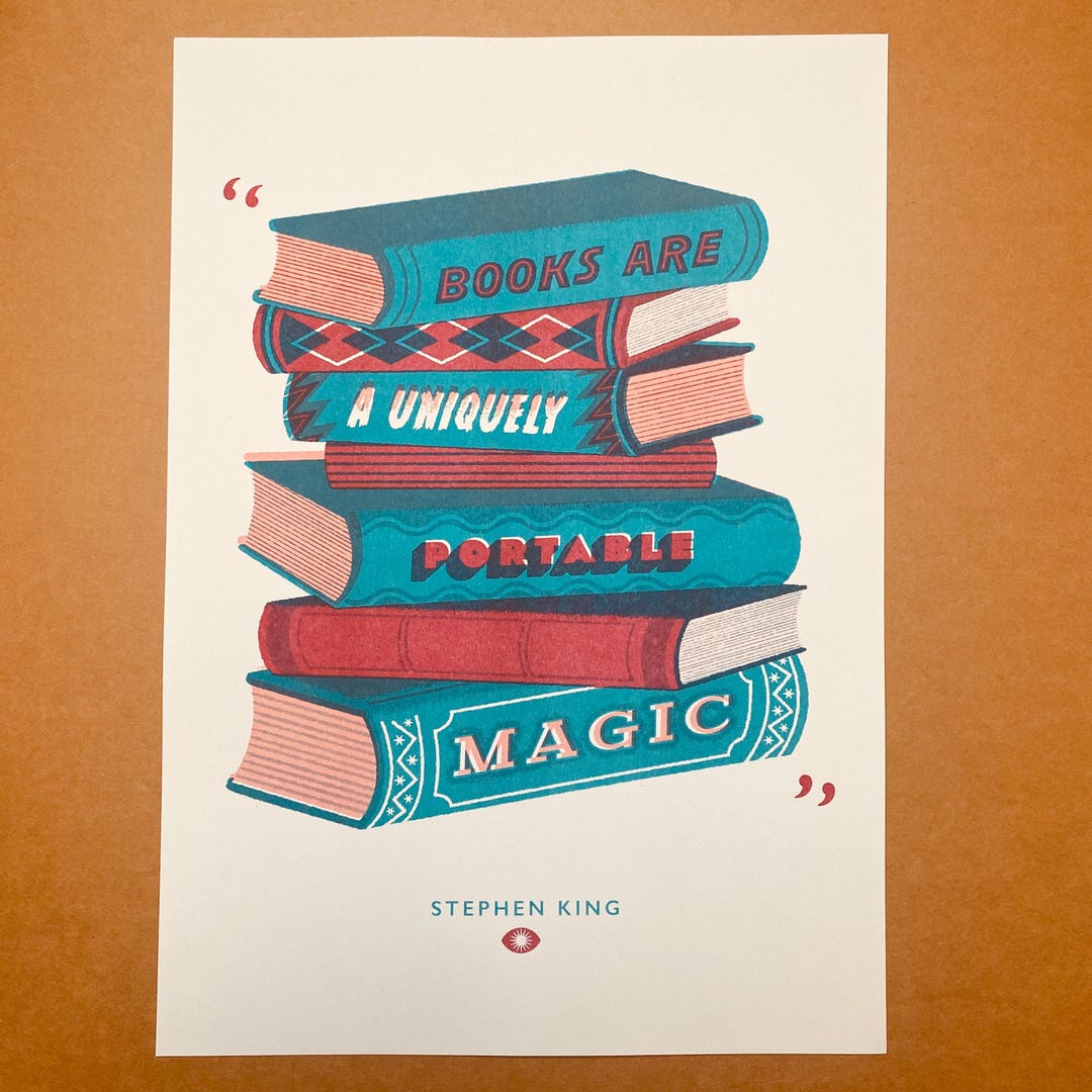 Book Quote Risograph Print - Stephen King - A3, Books, Booklover ...