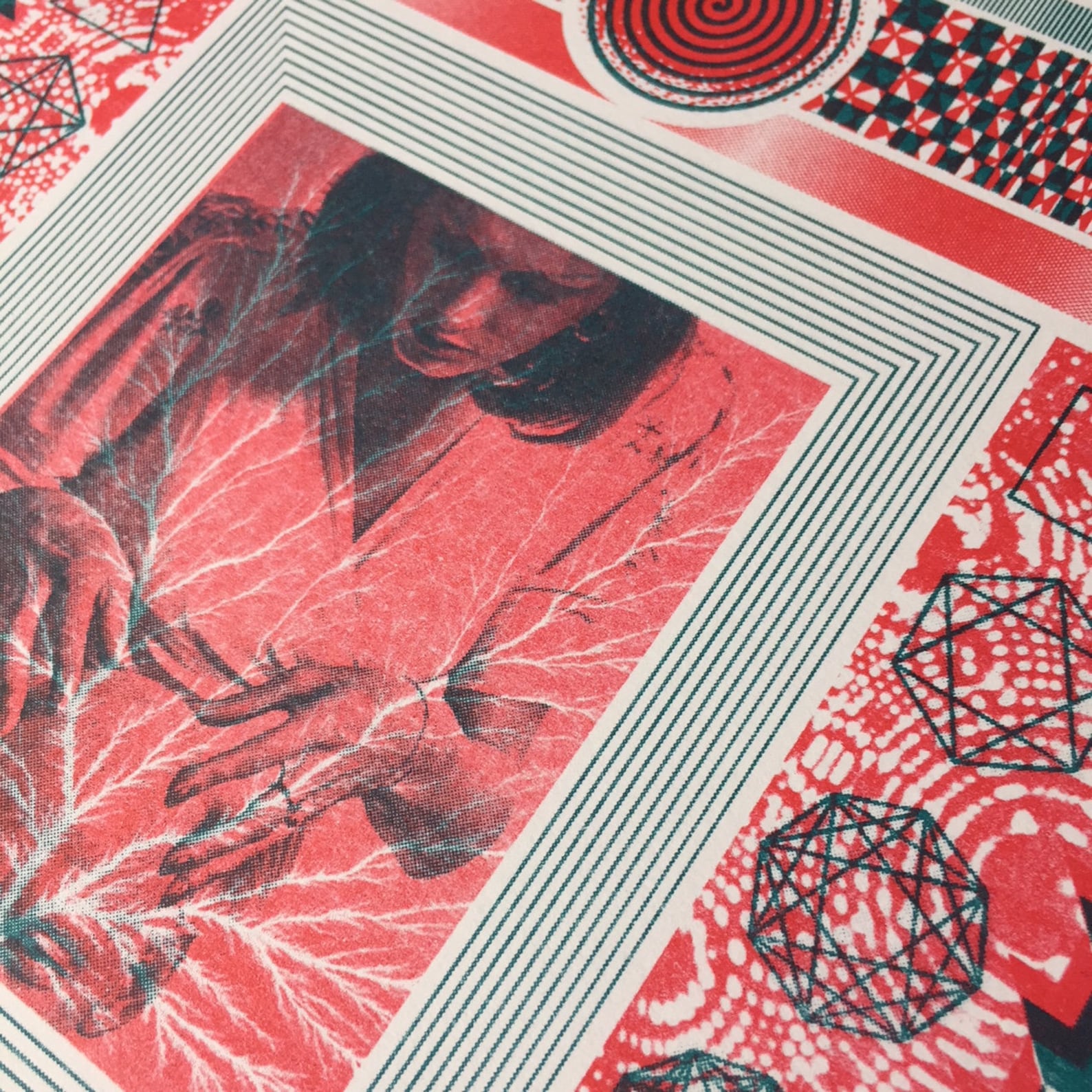 Phenomena Set of 4 Risograph Prints Teal Red and Gold A4 - Etsy