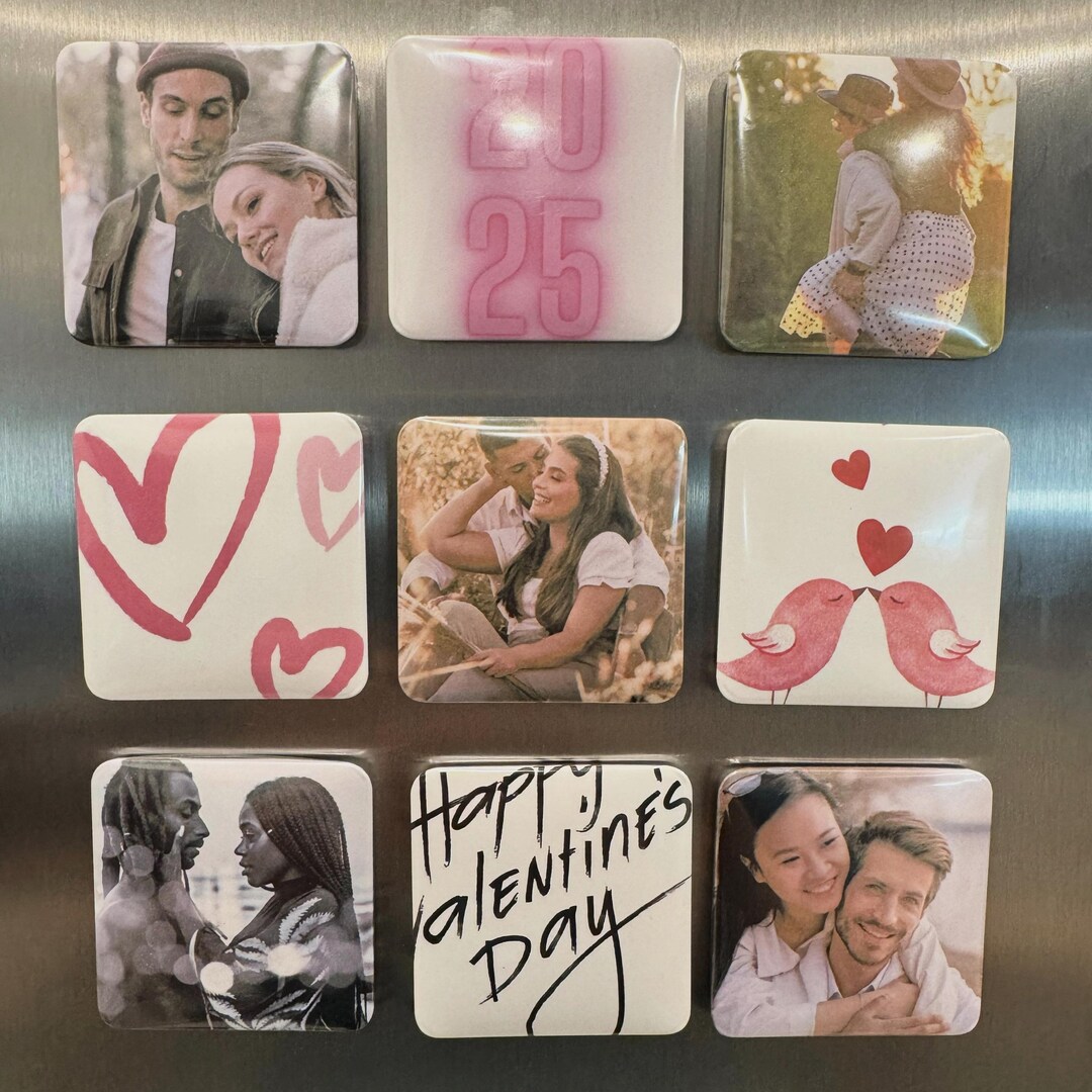 Custom Valentine's Day Gift 9 Photo Magnets 2"x2" Personalized Memories ...
