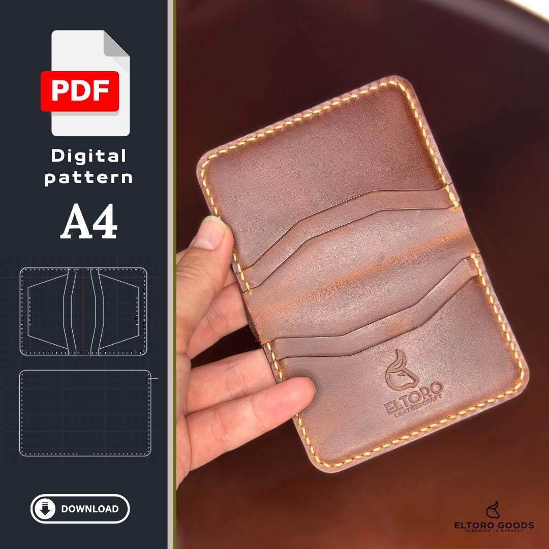 Leather Wallet Pattern, Bifold Slim Wallet Pdf Template, DIY Minimalist ...
