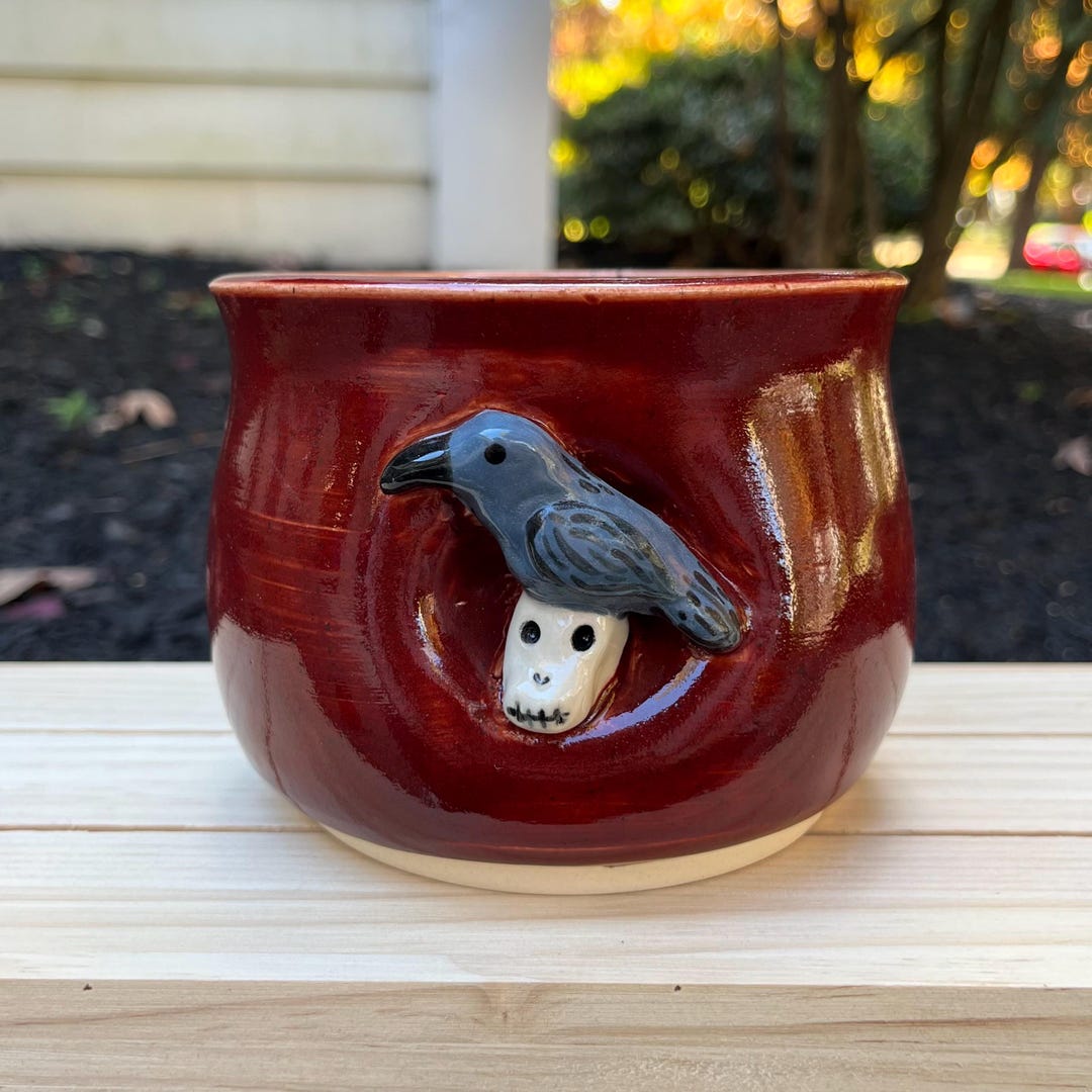 Crow Sculpture Cup - Ceramic Stoneware Cup - Fall Kitchenware and Decor ...