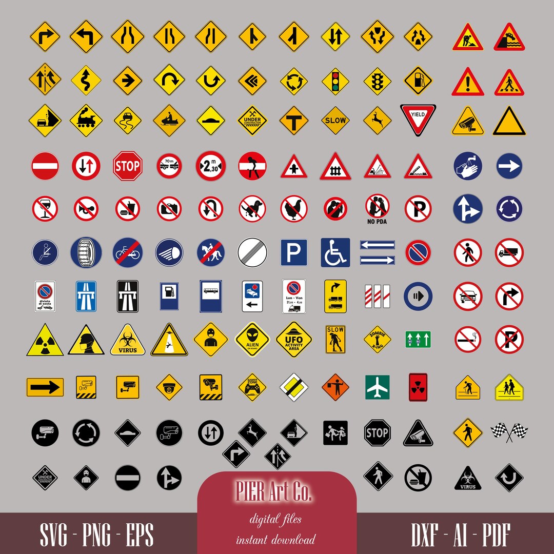 Traffic Signs Svg Bundle, Traffic Signs, Traffic, Road Sign SVG - PNG ...