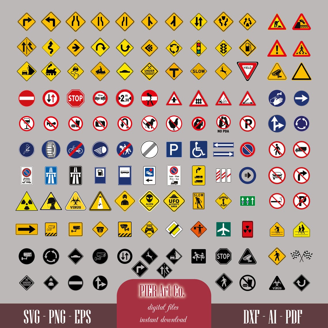 Traffic Signs Svg Bundle, Traffic Signs, Traffic, Road Sign SVG - PNG ...
