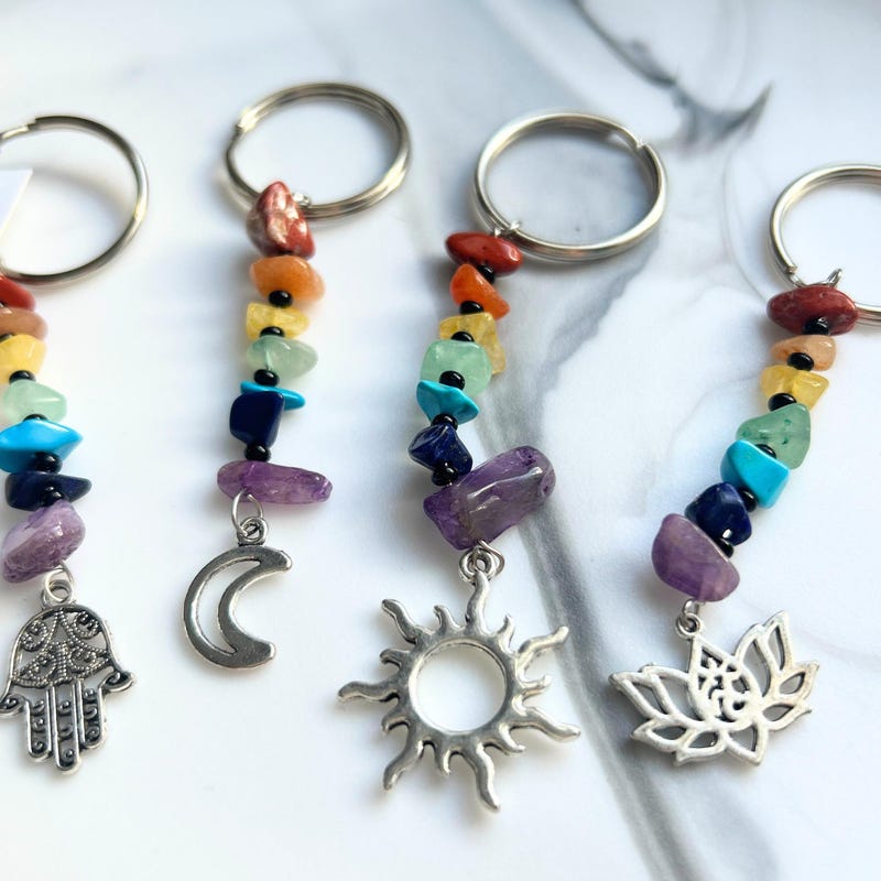 Gemstone Keychain - Etsy