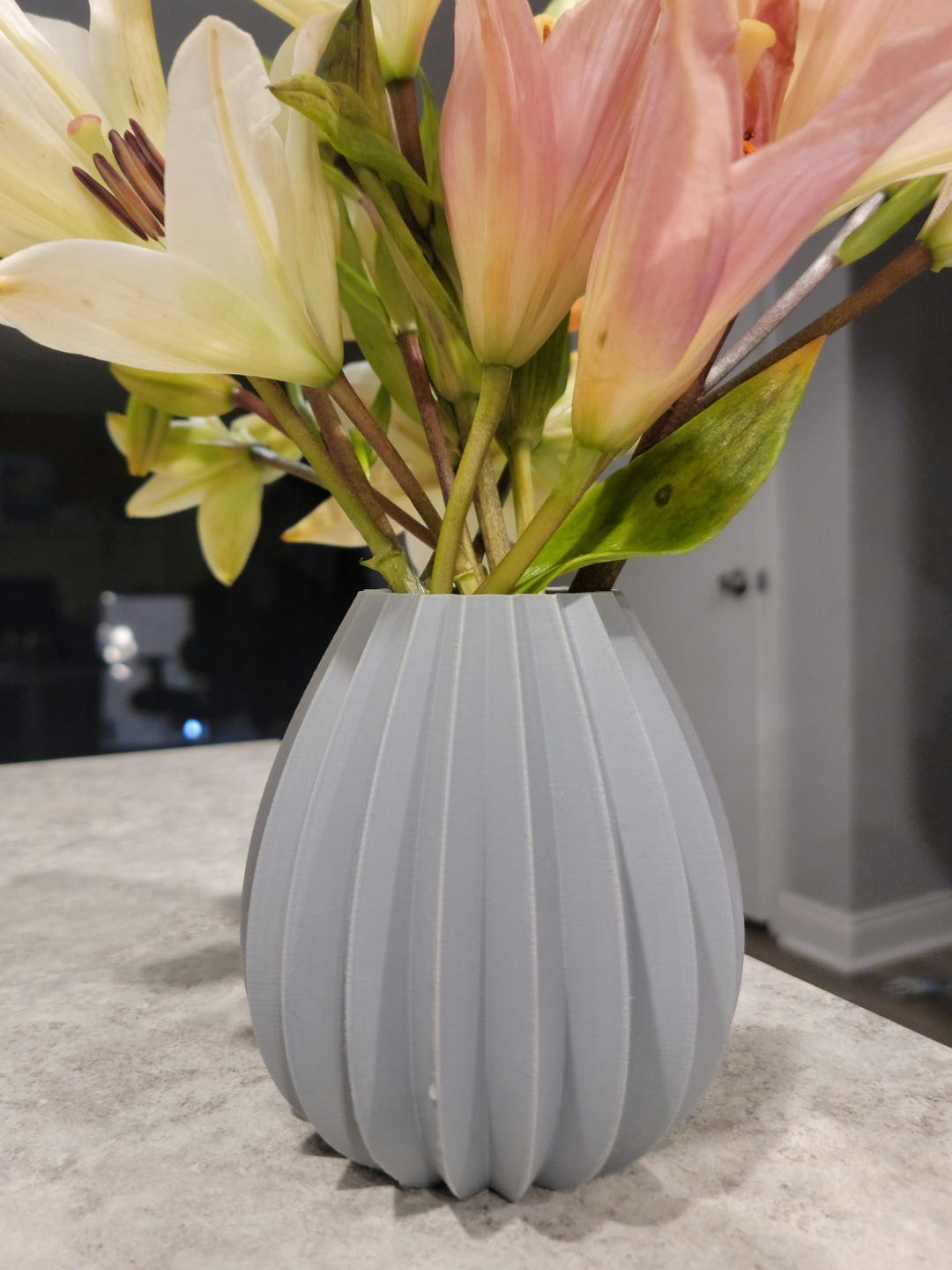 3D Printed Flower Vase Grey - Etsy
