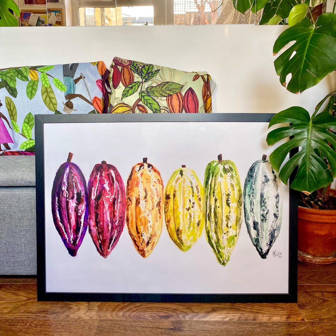 Cacao Rainbow Watercolour Painting Print - Chocolate Lover Gift ...