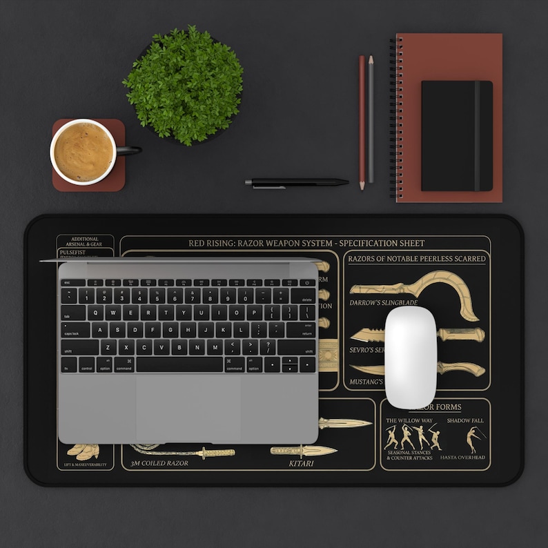 Red Rising Razor Blueprint Desk Mat Version 2 | Gold Sigil Red Rising ...