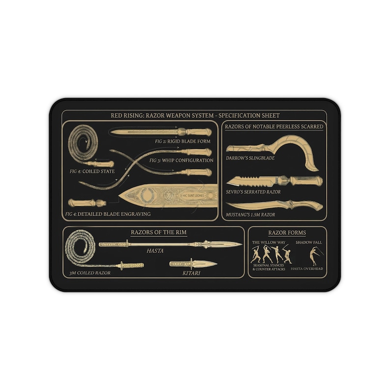 Red Rising Razor Blueprint Desk Mat Version 2 | Gold Sigil Red Rising ...