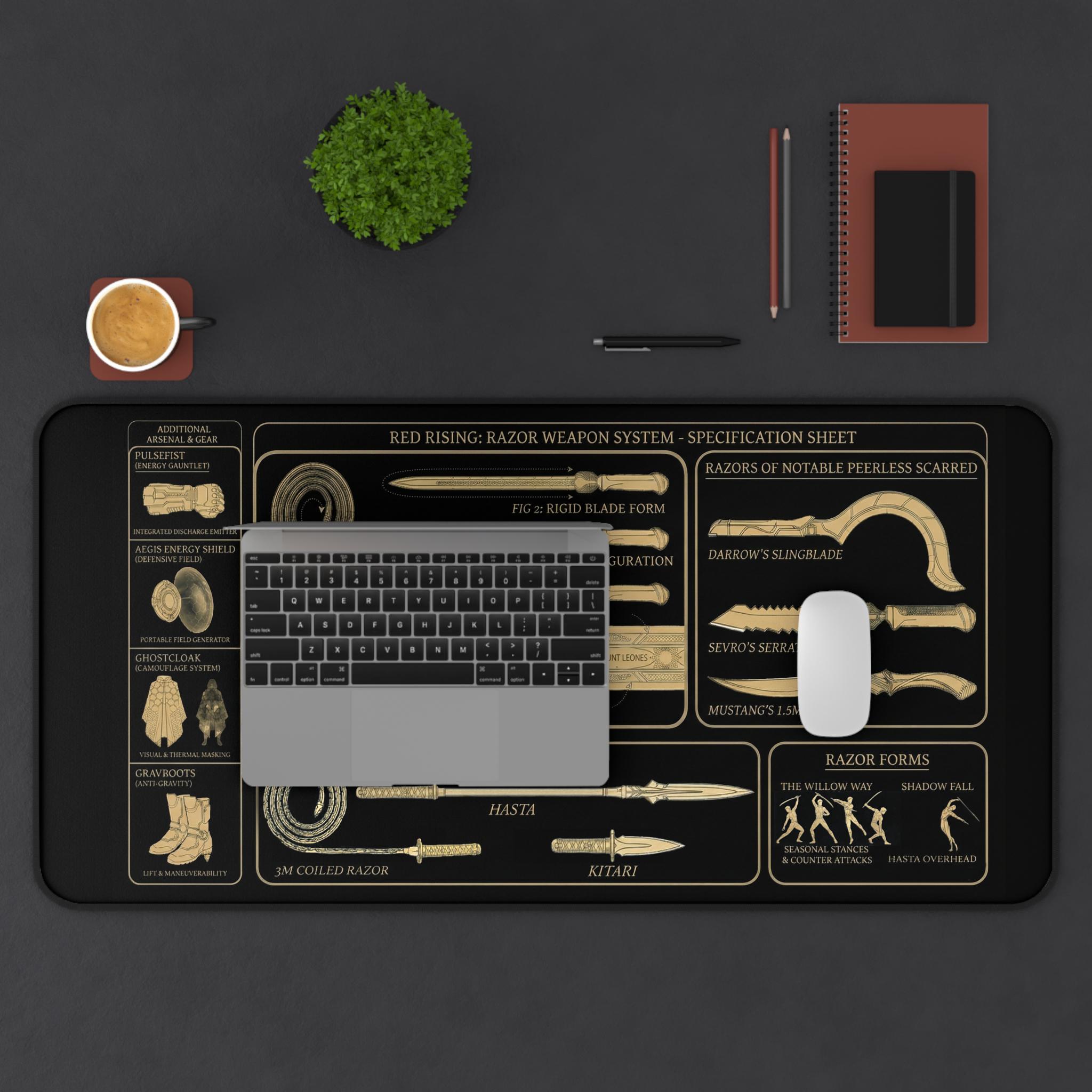 Red Rising Razor Blueprint Desk Mat Version 2 | Gold Sigil Red Rising ...