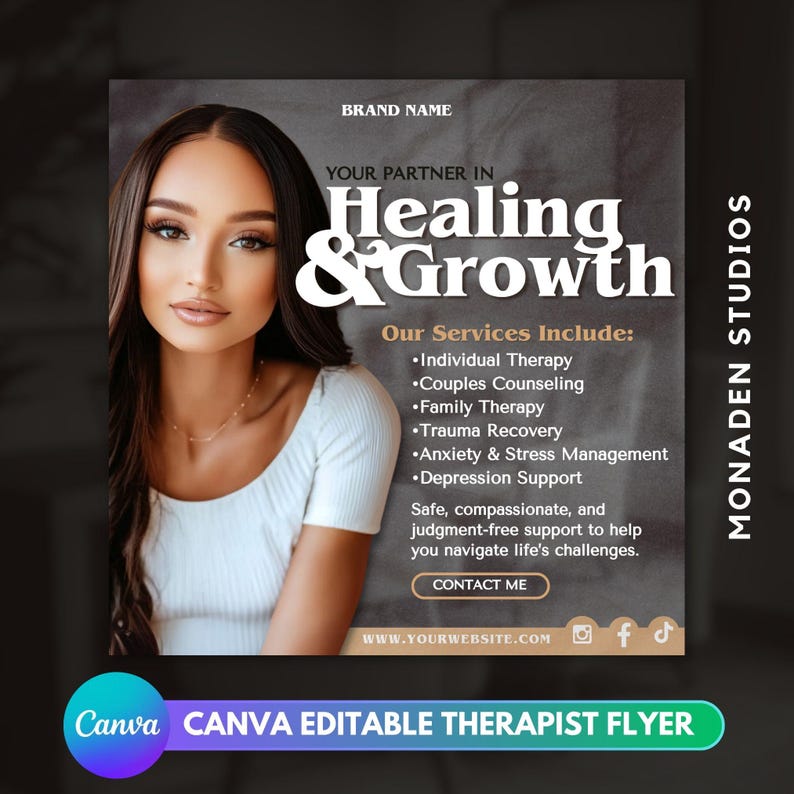 Therapist Social Media Flyer Template: Editable Canva Design - Etsy