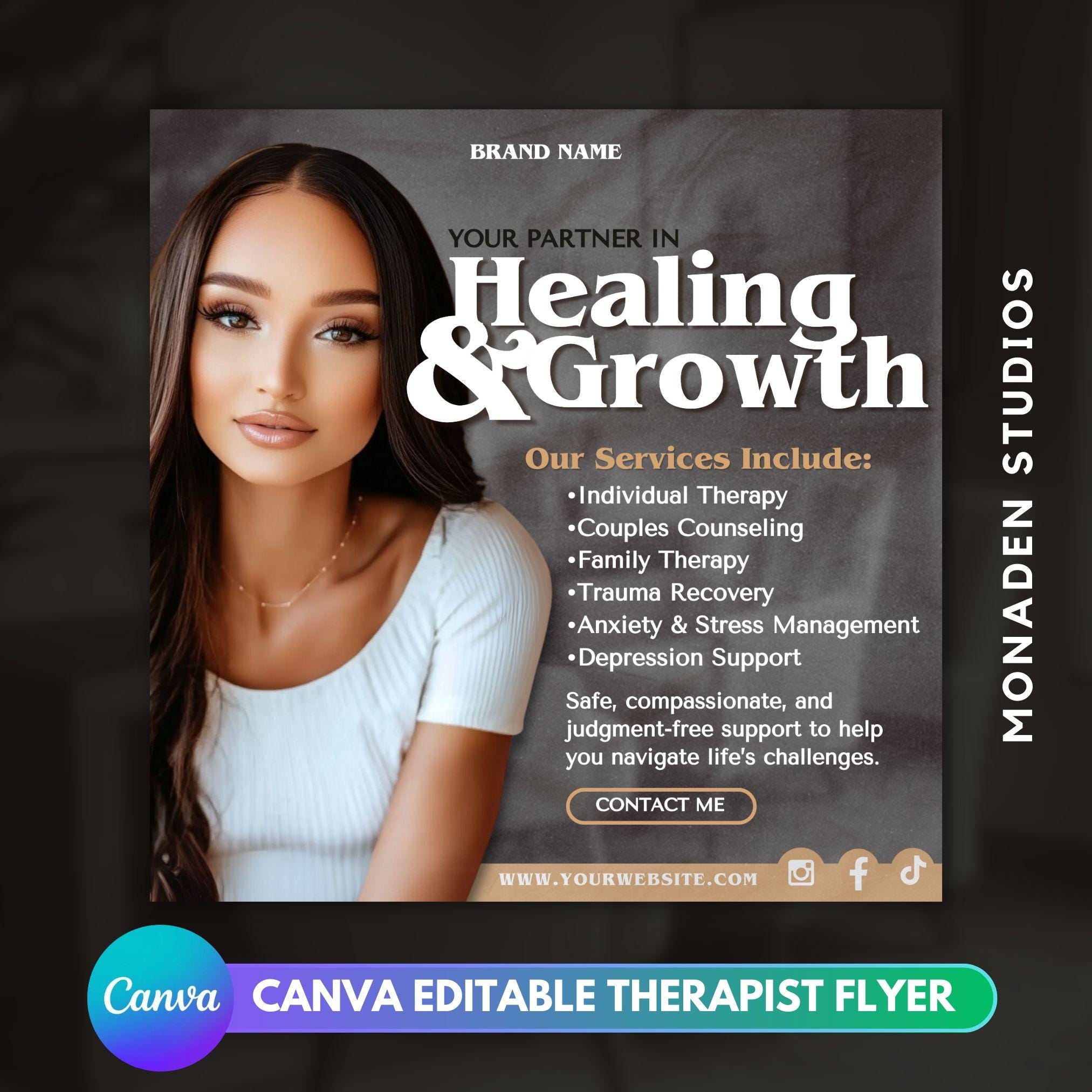 Therapist Social Media Flyer Template: Editable Canva Design - Etsy