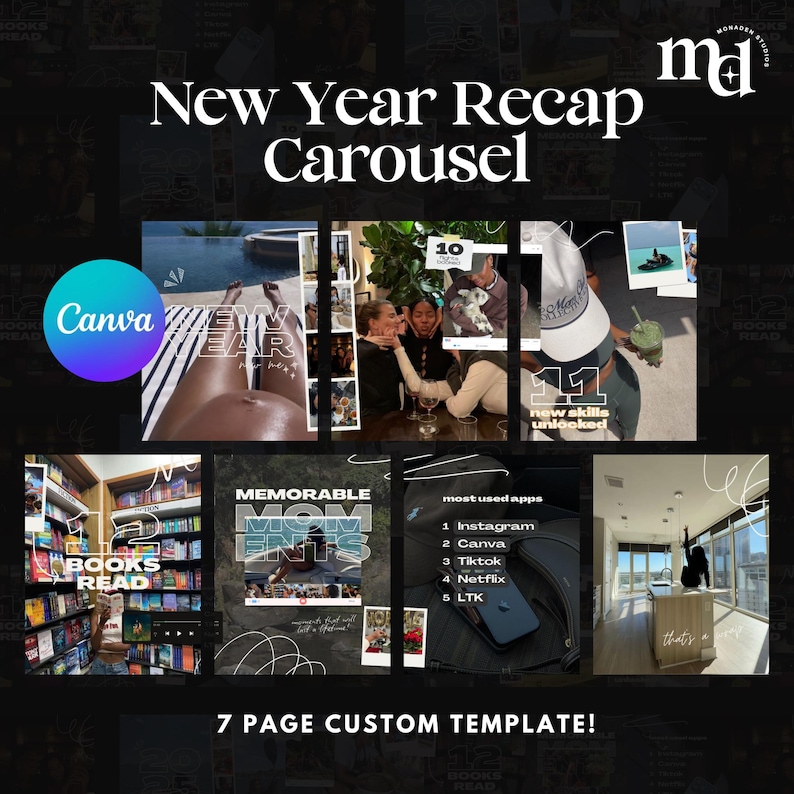 New Year in Review Canva Template | Instagram Recap Carousel - Etsy