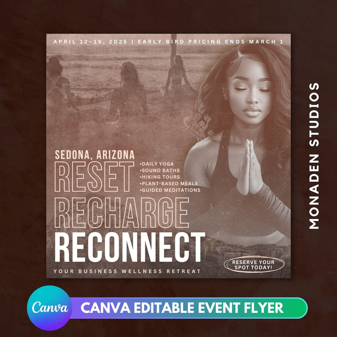 Wellness Retreat Flyer: Editable Canva Template (social Media) - Etsy