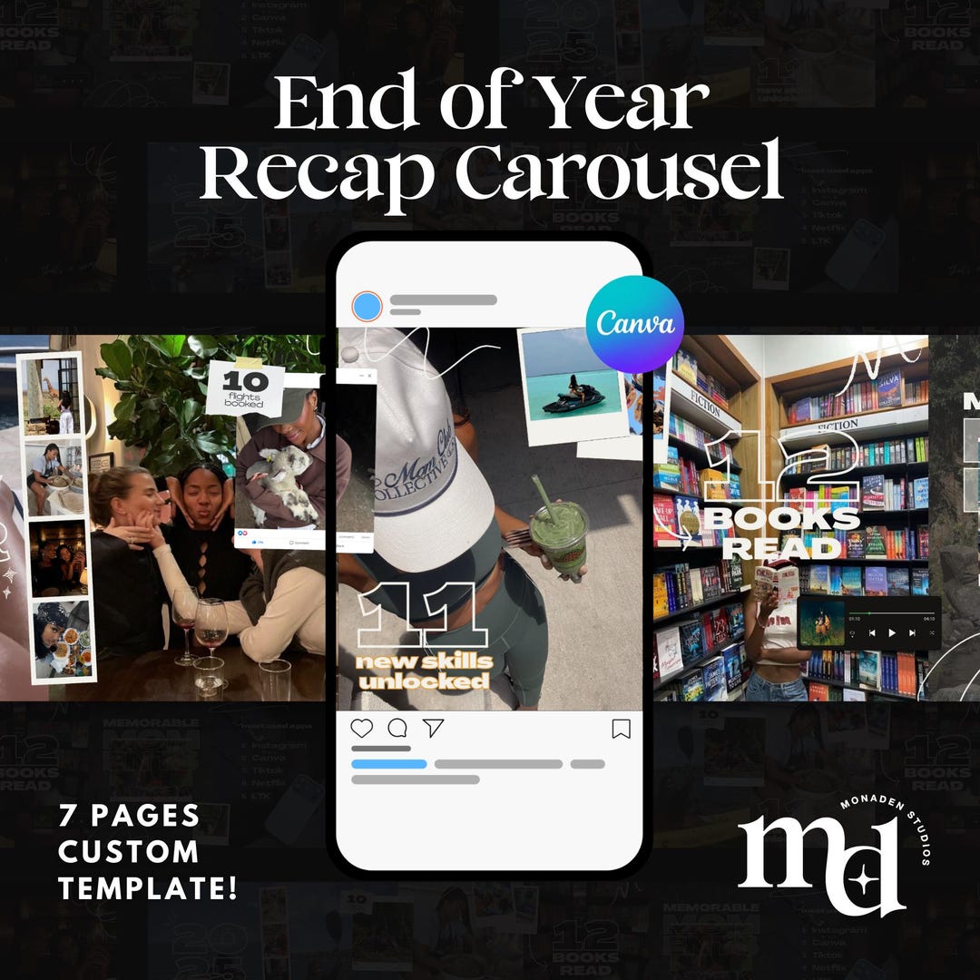 New Year in Review Canva Template | Instagram Recap Carousel - Etsy