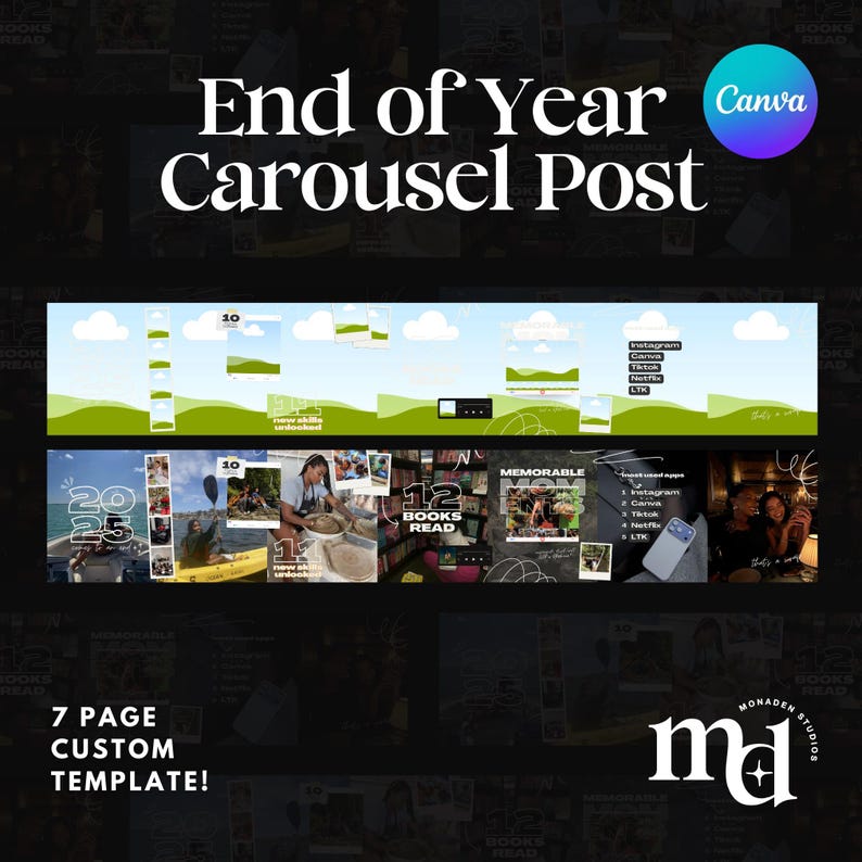 2025 End of Year Recap Carousel Template (canva) | Unwrapped Instagram ...