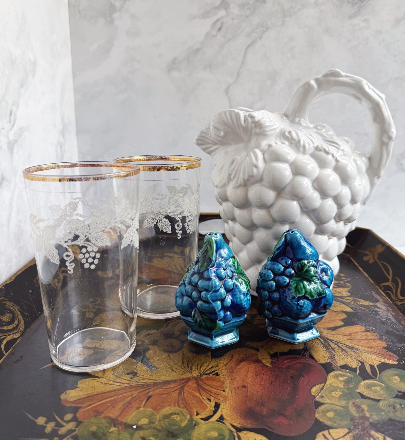 Vintage Inarco Mood Indigo Fruit Topiary Salt & Pepper Shakers | MCM ...