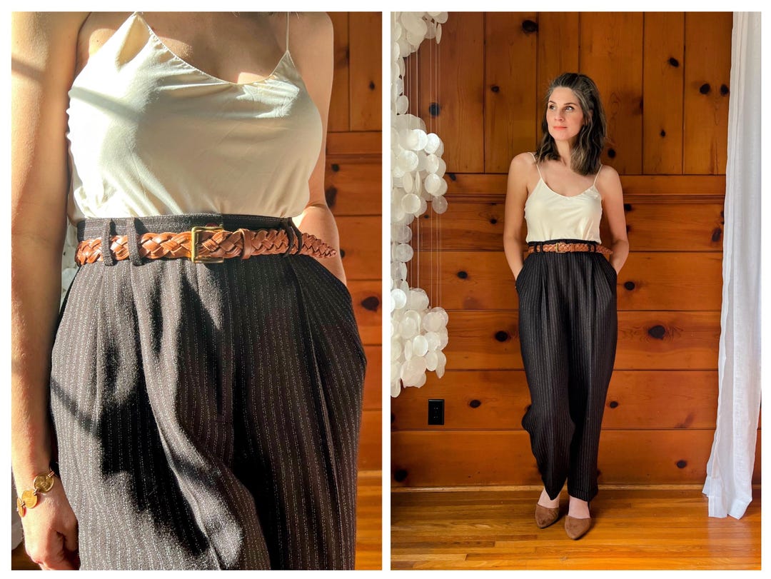 Vintage 80s Slacks / 1980s 80s Vintage Brown Pinstriped Pin Striped ...