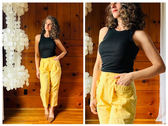 Vintage 80s Yellow Pants / 1980s Yellow Pants / 80s H… - Gem