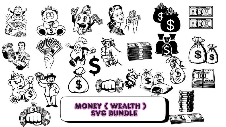 Money SVG Bundle | Dollar Sign Cut Files | Hustle Quotes SVG | Wealth ...