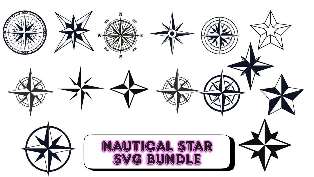 Nautical Star SVG | Compass Star Cut File | Nautical Tattoo Design ...
