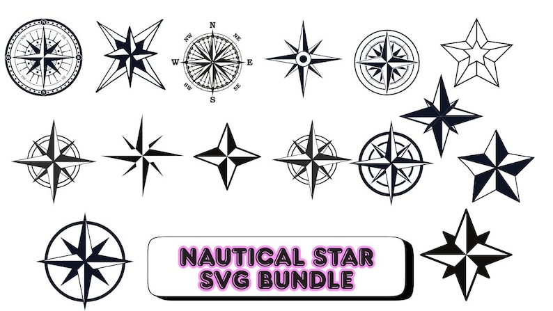 Nautical Star SVG | Compass Star Cut File | Nautical Tattoo Design | Digital Download for Cricut ...