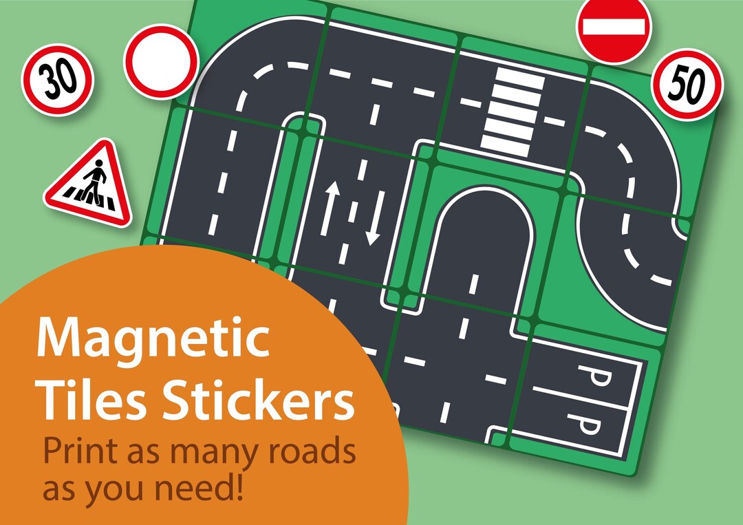 Magnetic Tile Road Set - Traffic Signs and Roads - Printable PDF ...