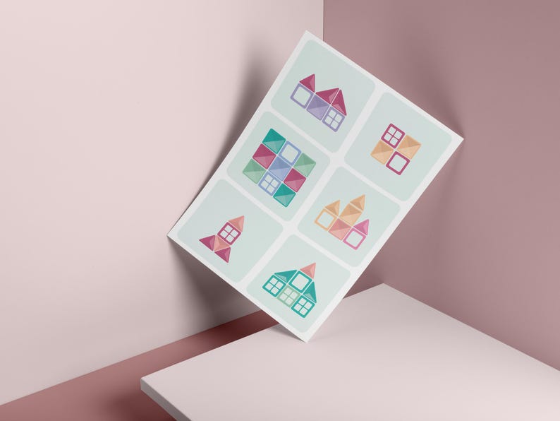 Connetix Pastel Magnetic Tile Puzzle Cards (printable PDF) - Etsy