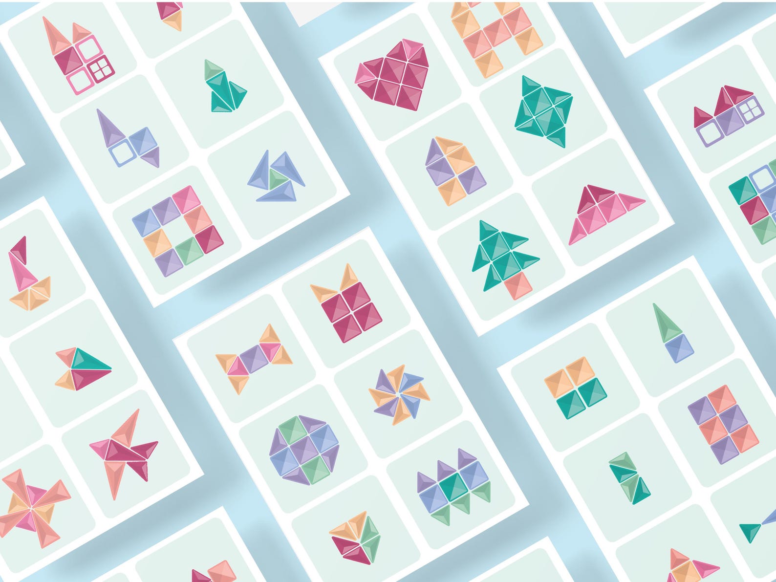 Connetix Pastel Magnetic Tile Puzzle Cards (printable PDF) - Etsy