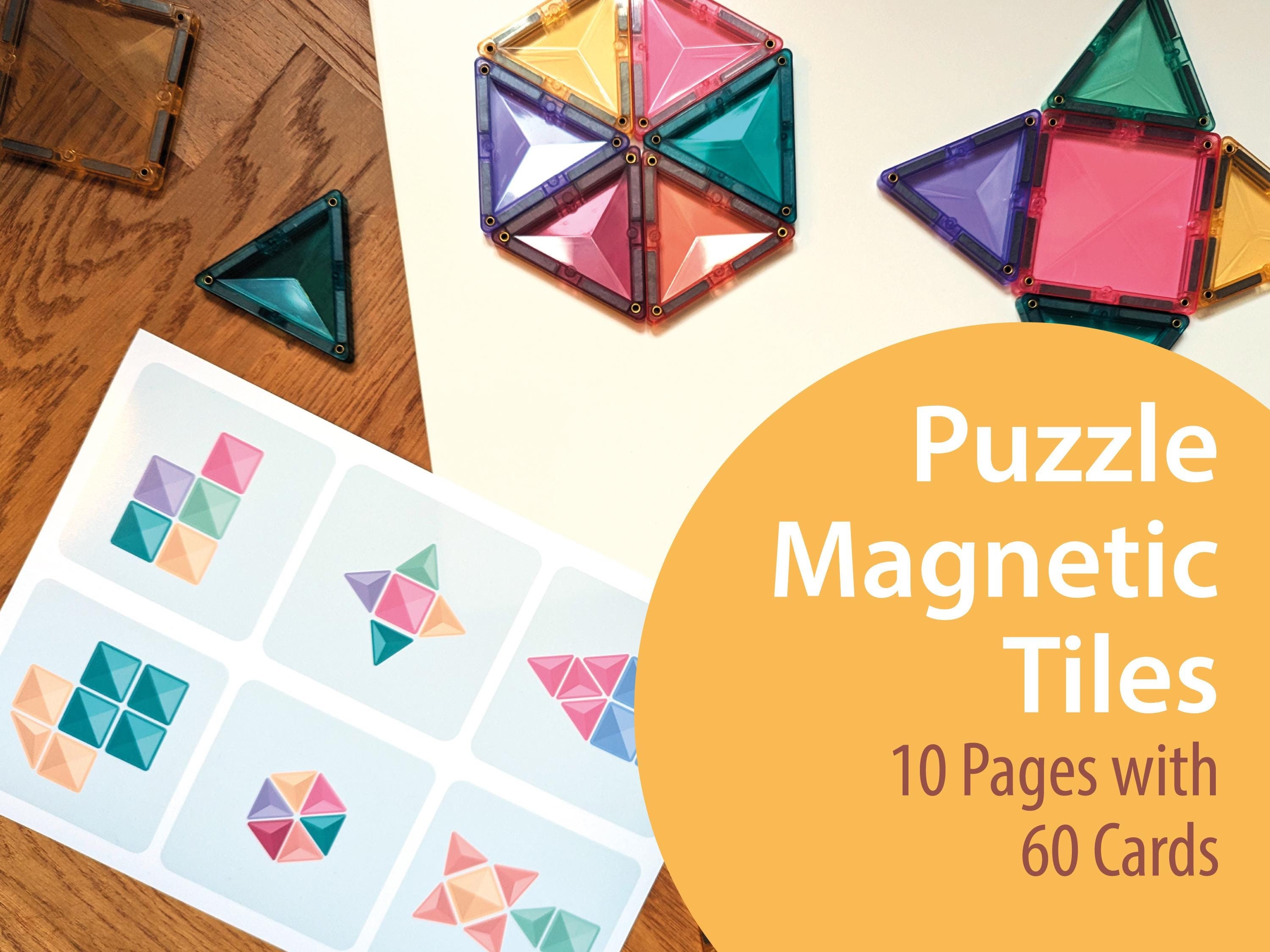 Connetix Pastel Magnetic Tile Puzzle Cards (printable PDF) - Etsy