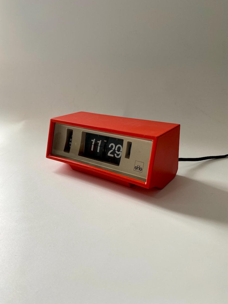 Retro Orange Flip Clock: 1970s Space Age Decor - Made in Germany - Etsy