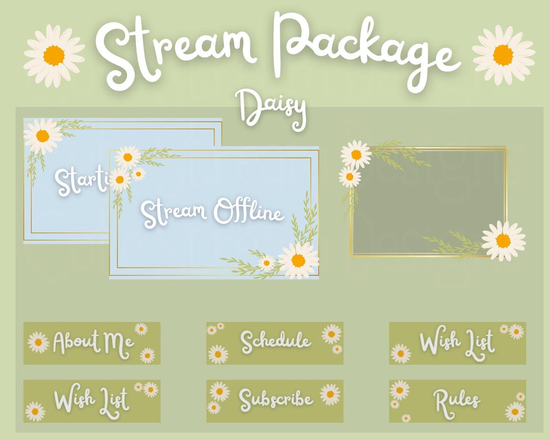 Blooming Daisy Twitch Overlay – Bright Playful Streaming Assets for ...