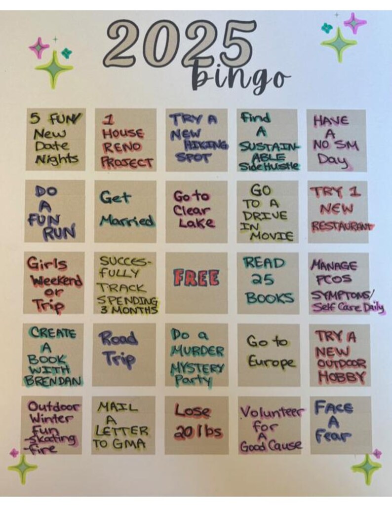 2025 Bingo Card - Etsy