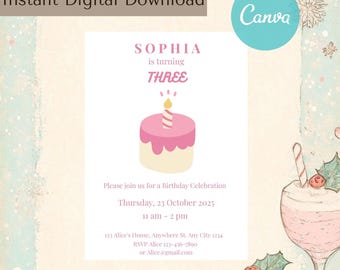 Cherry-themed Birthday Invitation Template, Editable and Printable ...