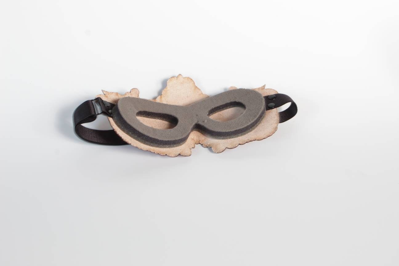 NEW Blindfold Blackout Laser Etched Leather Eye Mask Sleep Mask Kismask ...