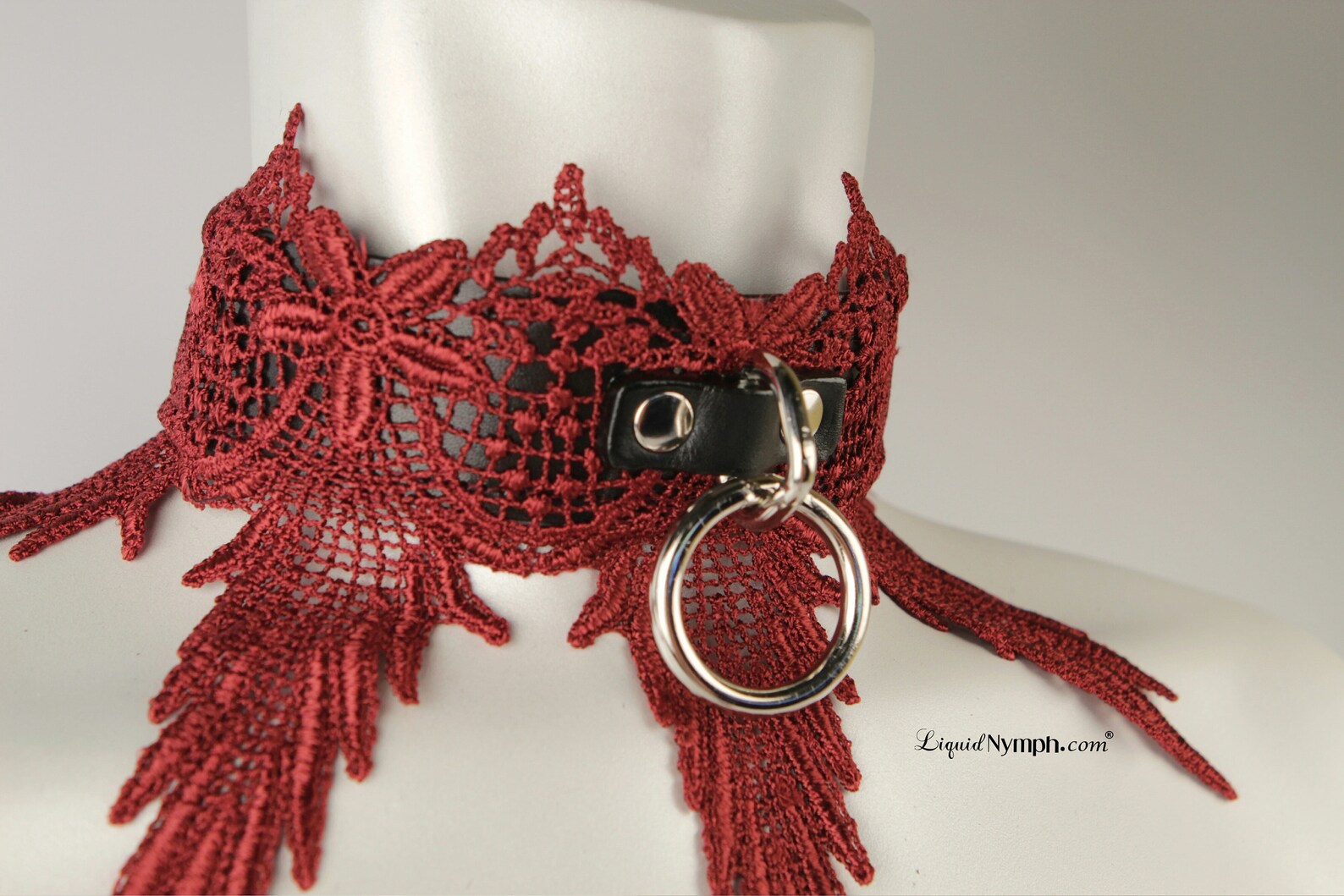 Fetish Lace Collar WICKED Wine Red Lace Collar BDSM Slave - Etsy