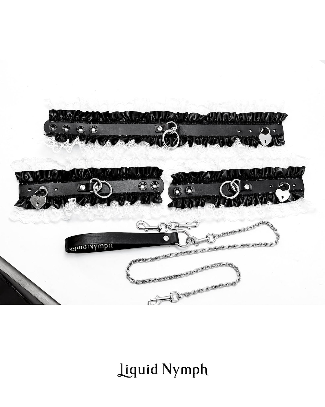Leather French Maid Collar & Leash Set: Lace Trim BDSM Choker - Etsy
