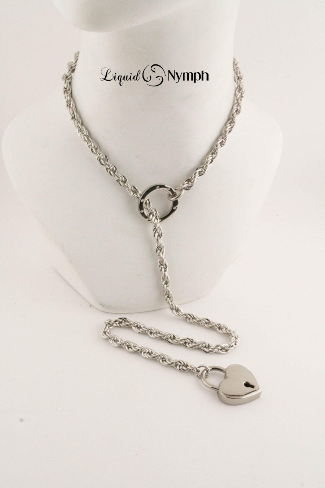 Day Collar Locking Heart Lock Intricate Chain Choke Bolero Slide Slip O ...