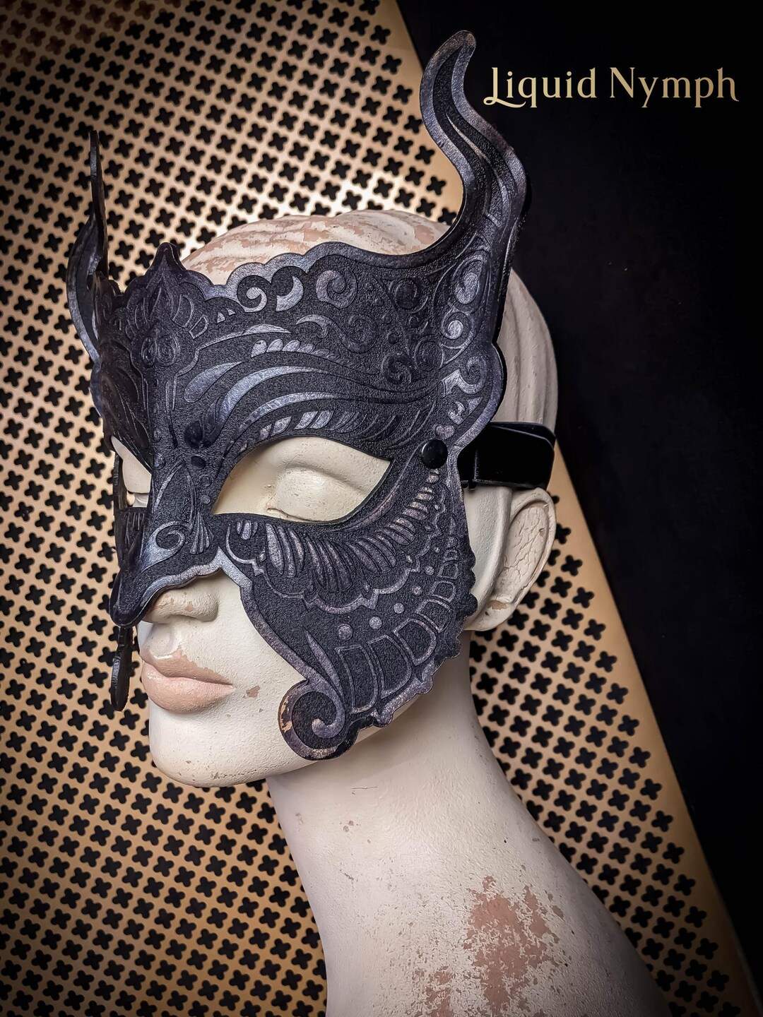 Black Devil Masquerade Black Leather Fetish Mask Hand Molded and Laser ...