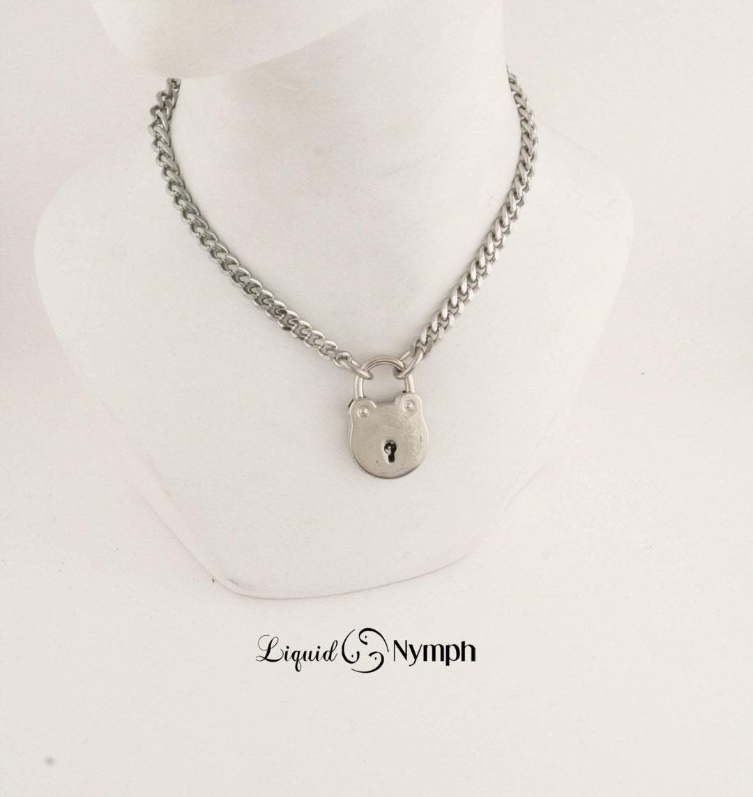 Day Collar Real Locking Necklace BDSM Collar Flat Chain - Etsy