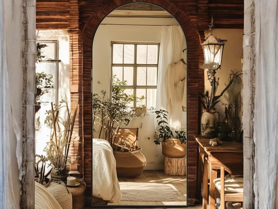76x34 Oversized Arched Full-length Mirror Standing & Wall Hanging ...