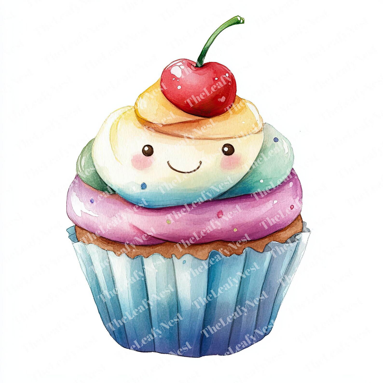 10 Cute Cupcake Cartoon Clipart, Chibi Cupcake Clipart,printable ...