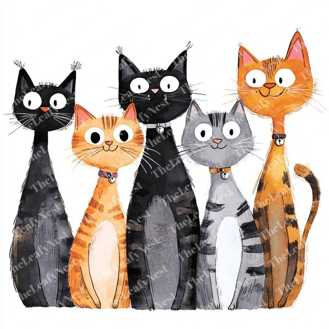 15 Funny Cat Clipart, Cartoon Cat Clipart, Silly Kitty Clipart ...