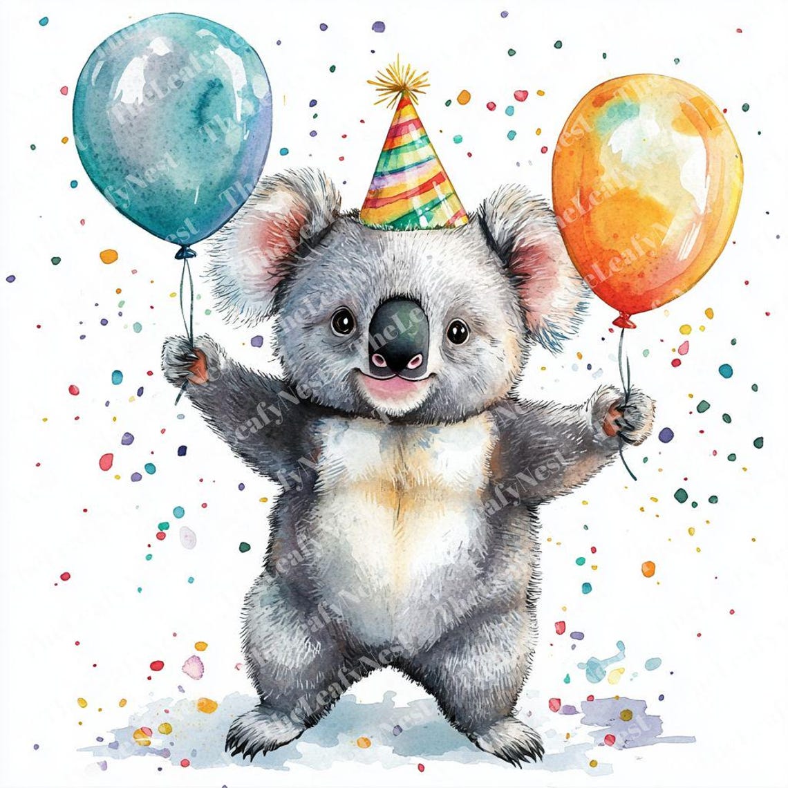 10 Party Koala Clipart, Birthday Hat Koala Clipart, Festive Animal ...