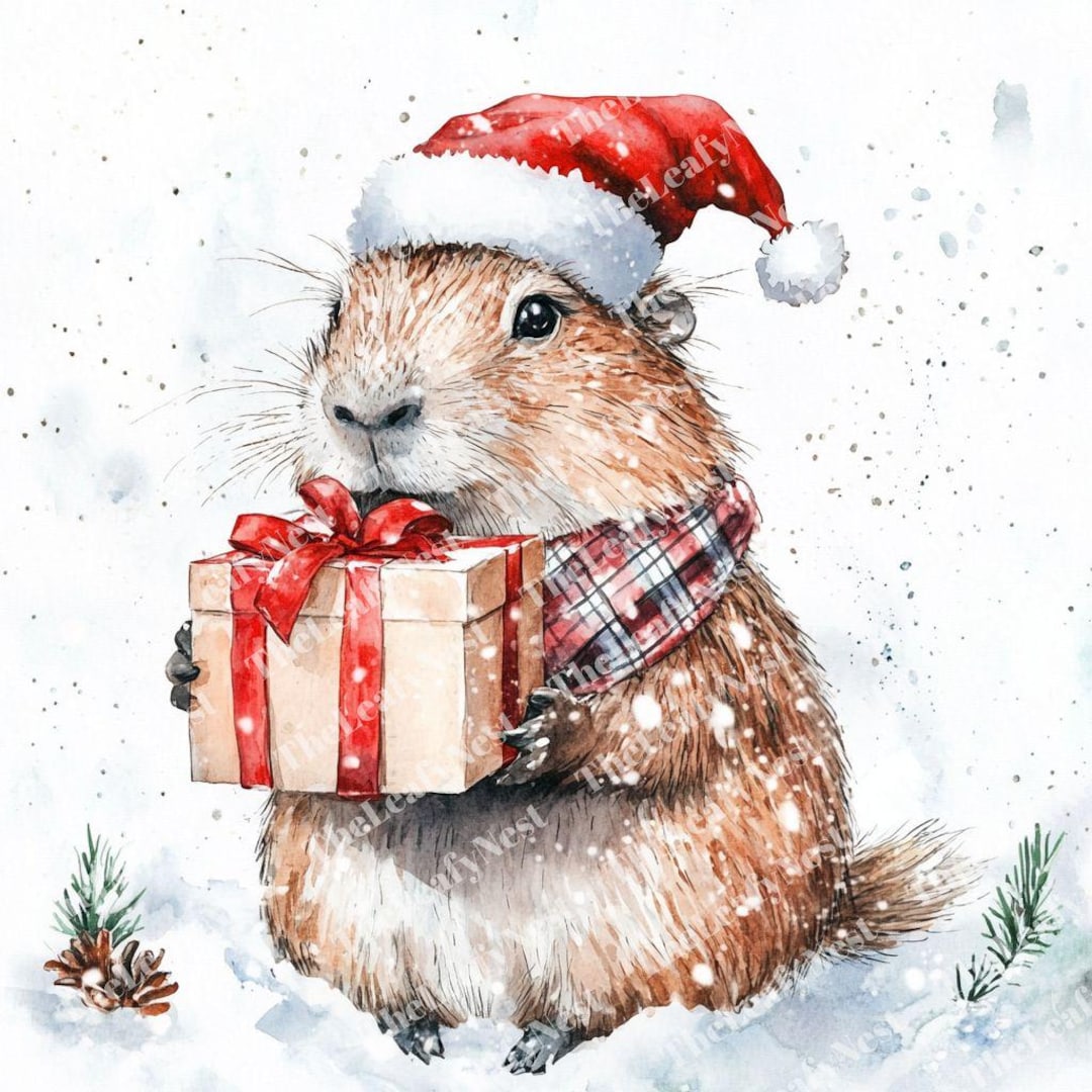 19 Christmas Capybara Clipart, Watercolor Cozy Winter Animals Clip Art ...