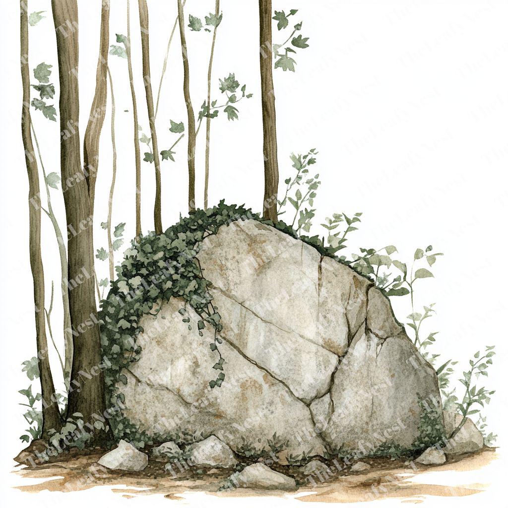 19 Forest Boulder Clipart, Ivy Rock Clipart, Woodland Texture Clipart ...