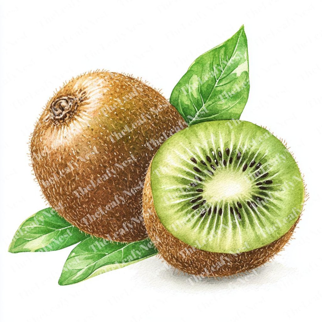 12 Watercolor Kiwi Clipart, Fruit Clipart, Printable Watercolor Clipart ...