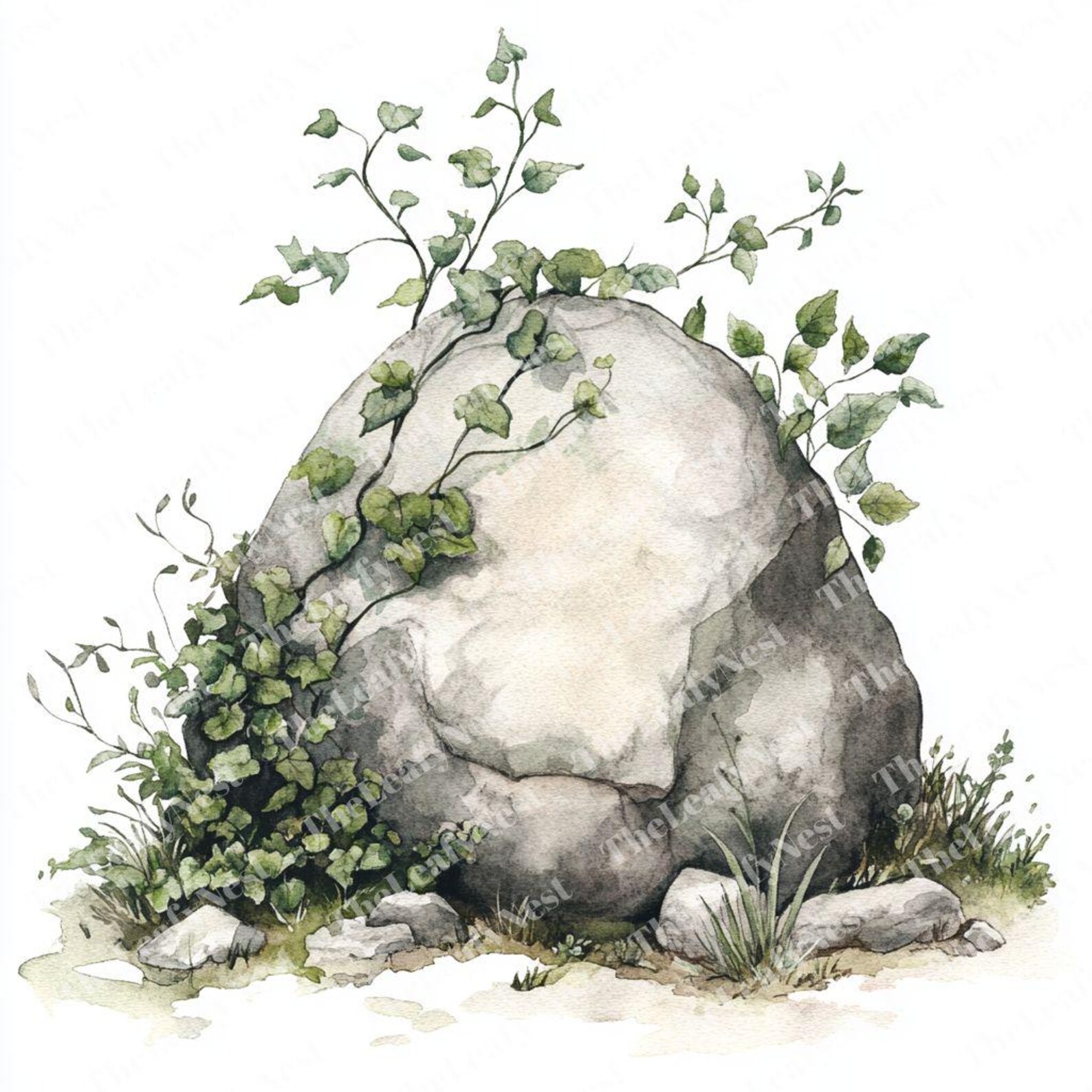 19 Forest Boulder Clipart, Ivy Rock Clipart, Woodland Texture Clipart ...