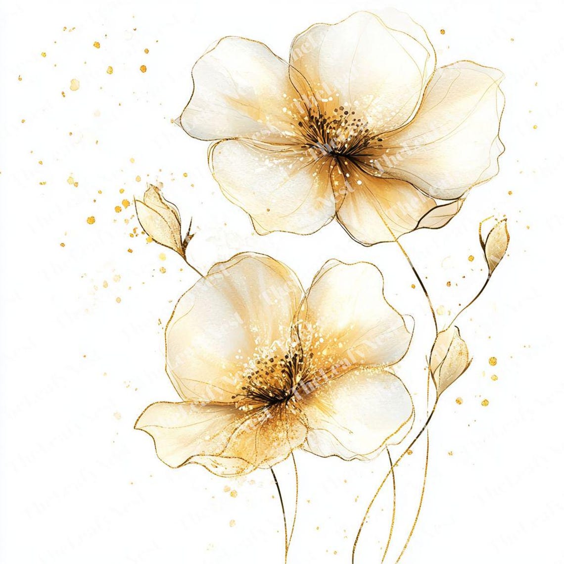 14 Butter Yellow Flower Clipart, Gold Botanical, Elegant Floral ...