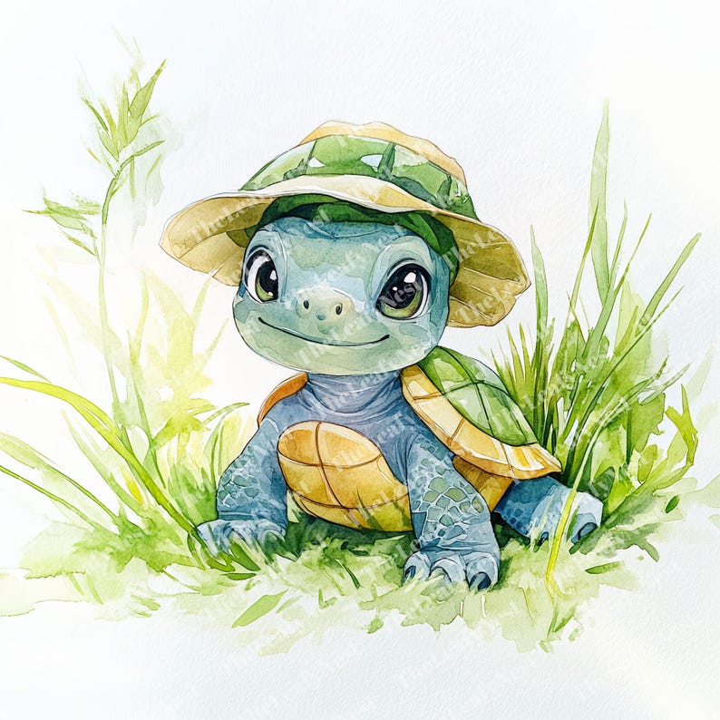 11 Explorer Turtle Cartoon Clipart, Smiling Turtle Clipart,printable ...