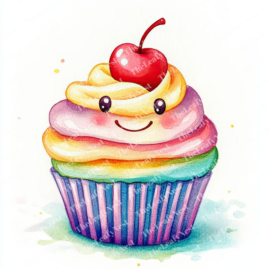 10 Cute Cupcake Cartoon Clipart, Chibi Cupcake Clipart,printable ...